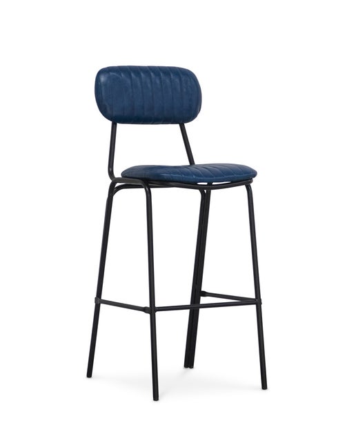 Barry Bar Stool - Blue / White Piping, 75cm | Cintesi