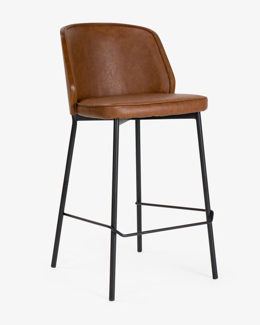 Clive Bar Stool - Dark Wood Back - Chestnut, 65cm | Cintesi