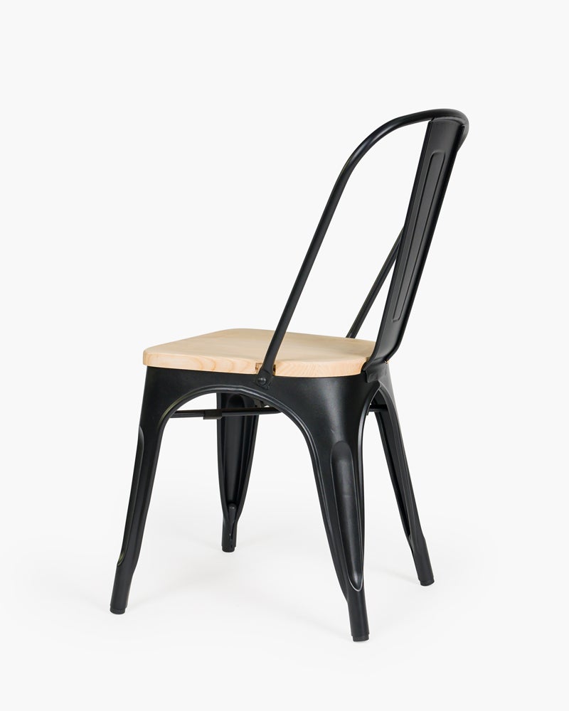 Tolix Replica Chair With Solid Ash Seat Matt Black Cintesi